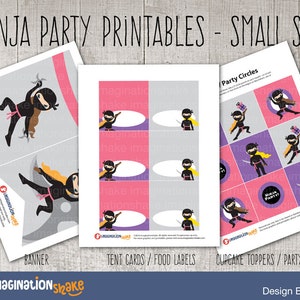 Ninja Birthday Party Package Set PRINTABLE Small/ DIY Pink Ninja Girls ...