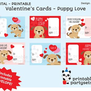 PRINTABLE Valentine's Day Cards / Cute Puppies Theme / Preschool ...