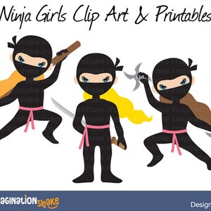 Ninja Girls Clip Art & Printables Set CA073 / Clipart / Ninja Wall ...