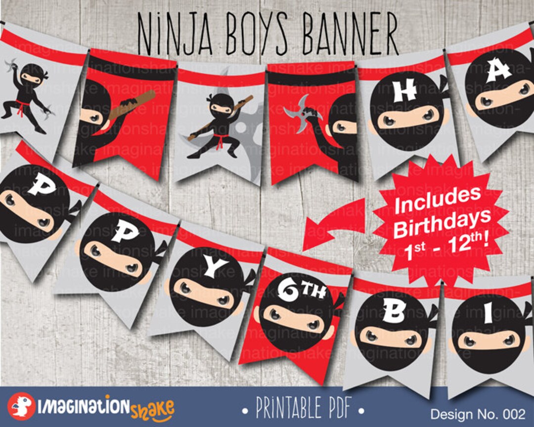 Ninja Birthday Party Banner PRINTABLE / Ninja Birthday Printables ...
