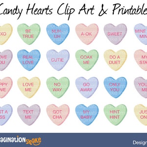Candy Hearts Valentine's Day Clip Art & Printables Set / Love Hearts ...
