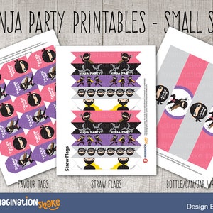 Ninja Birthday Party Package Set PRINTABLE Small/ DIY Pink Ninja Girls ...