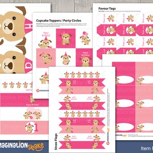 Pink Puppy Party Package Set PRINTABLE Small/ DIY Pink Puppies Girls ...