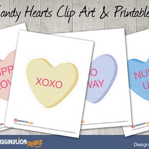 Candy Hearts Valentine's Day Clip Art & Printables Set / Love Hearts ...
