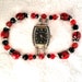 Womens Adorable Black and Red Ladybug Beaded Stretch Watch Bracelet ...