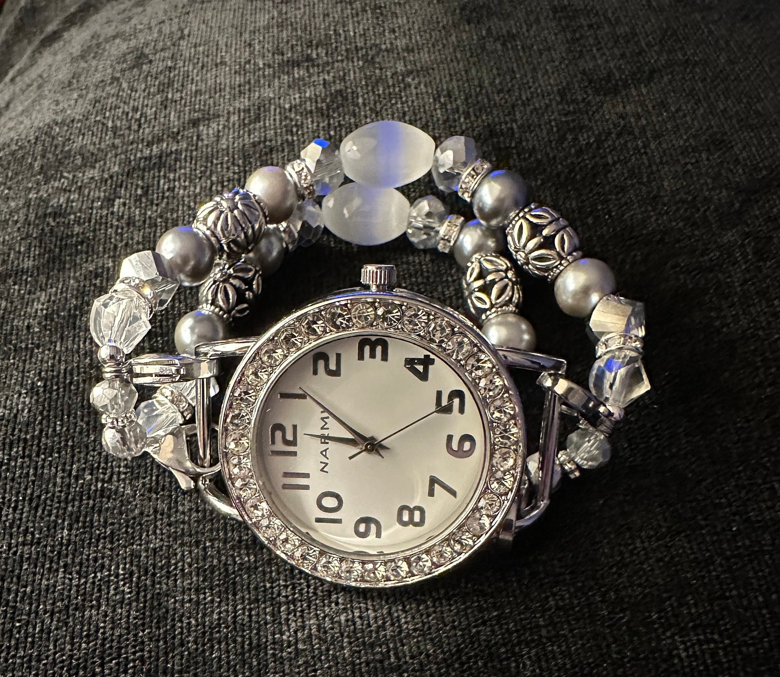 Womens Appealing Gray and Silver Stretch Watch Bracelet With - Etsy
