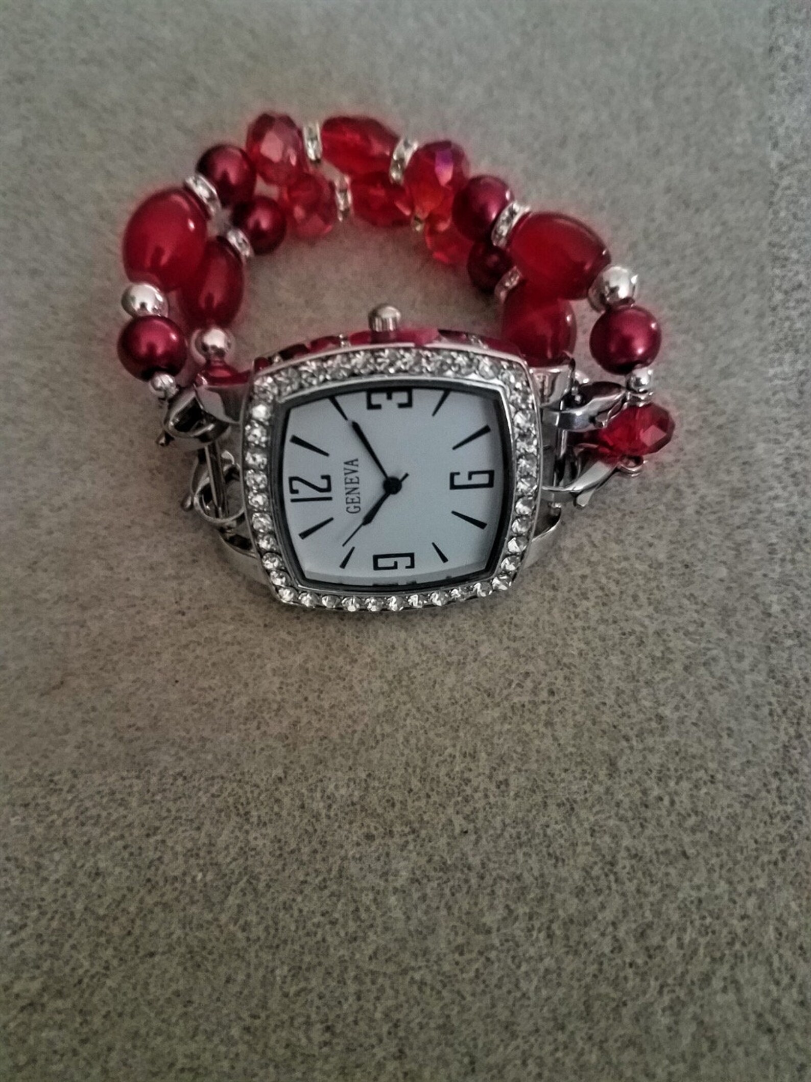 Women's Charming Red Stretch Watch Bracelet With Square - Etsy