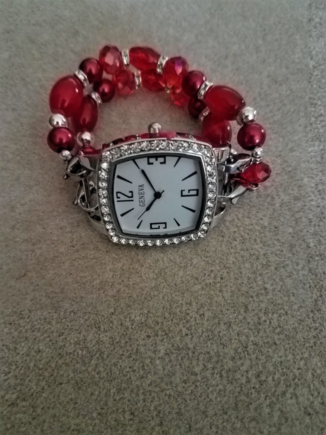 Women's Charming Red Stretch Watch Bracelet With Square - Etsy