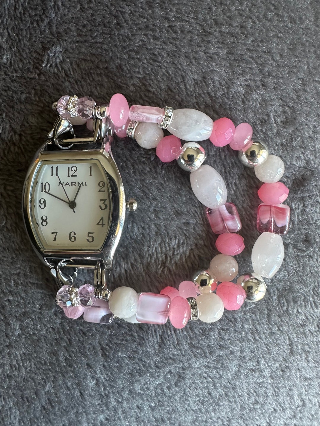 Women's Cute Bright/light Pink Interchangeable Stretch Beaded Watch ...