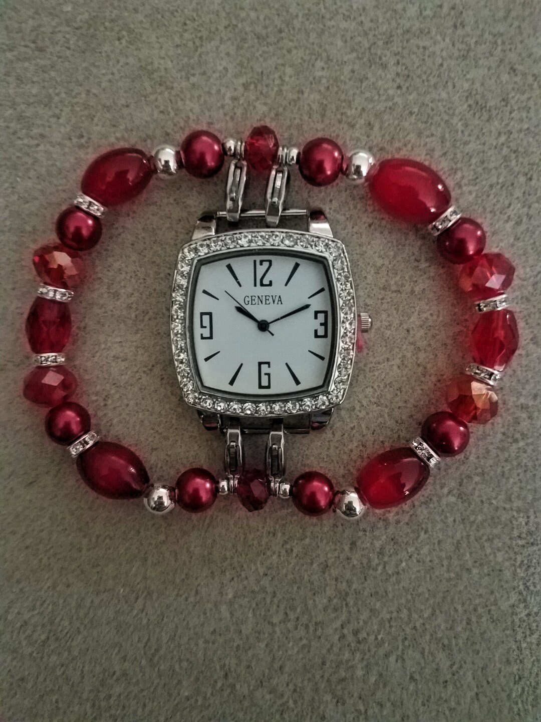 Women's Charming Red Stretch Watch Bracelet With Square - Etsy