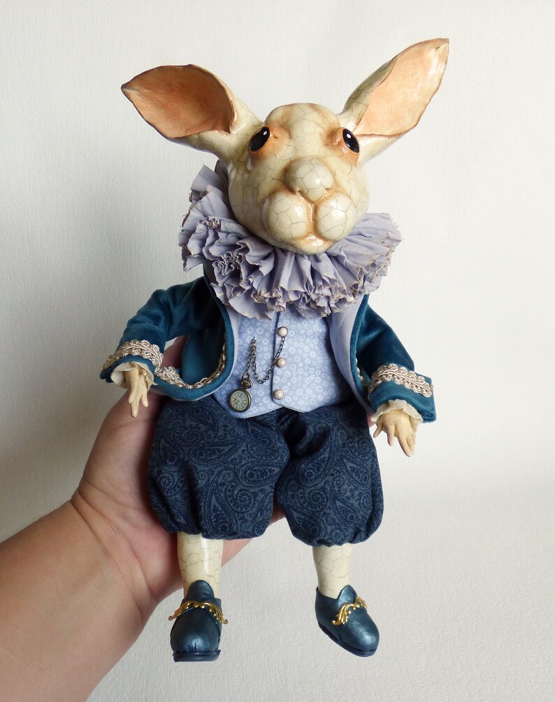 White Rabbit OOAK Art Doll Animal Polymer Clay Rabbit Figurine Vintage ...