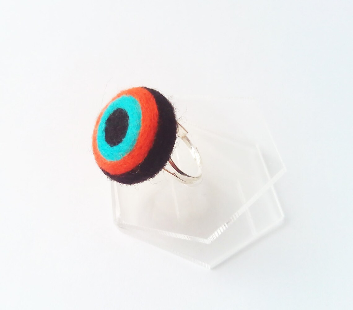 Felted Ring flash of Colors Felted Jewelry Wool - Etsy