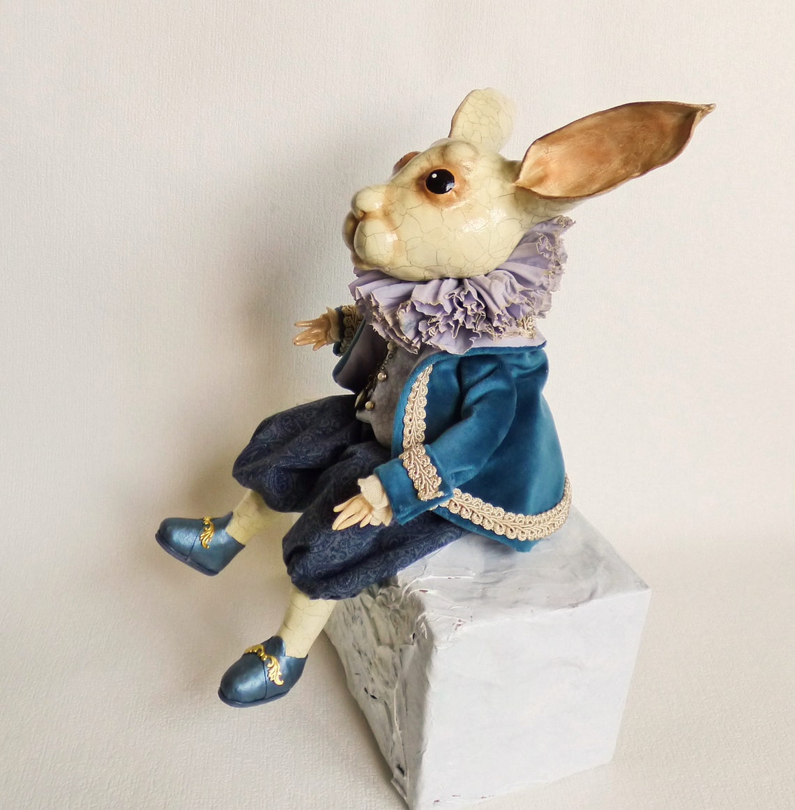 White Rabbit OOAK Art Doll Animal Polymer Clay Rabbit Figurine Vintage ...