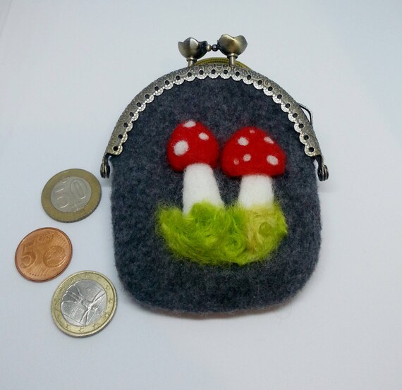 Felted Coin Purse Mushrooms Mini Coin Purse Stylish Accessory - Etsy