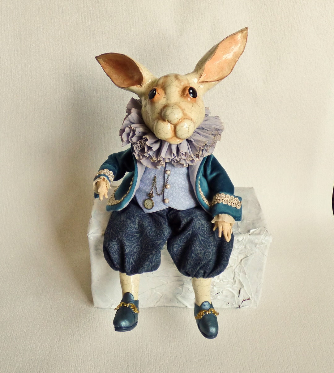 White Rabbit OOAK Art Doll Animal Polymer Clay Rabbit Figurine Vintage ...