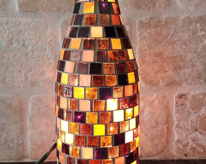 Stained Glass Mosaic Bottle Light - Etsy