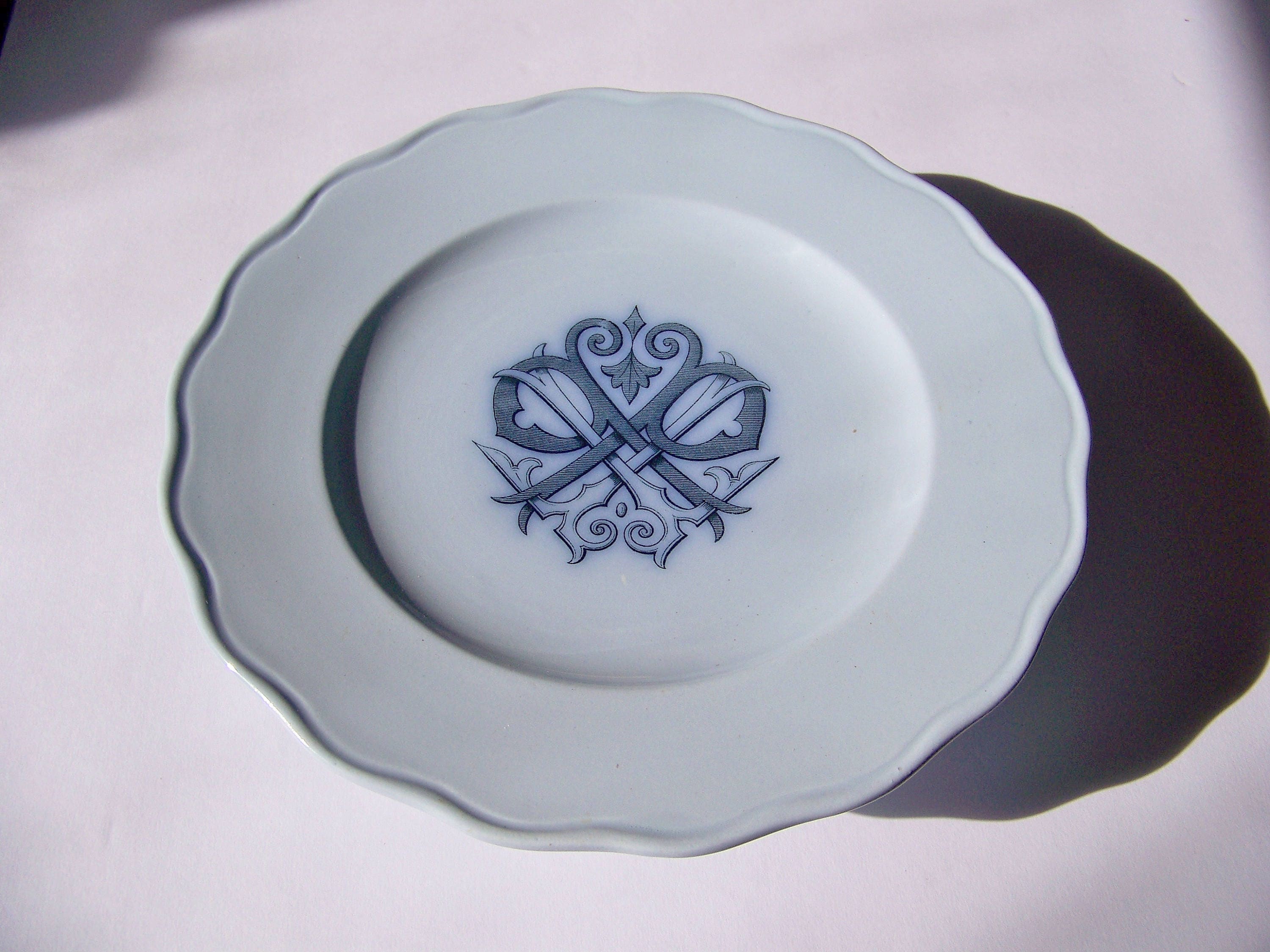 Flow Blue Ironstone Low Foot Tazza. 1865 Antique Armoral Monogram ...