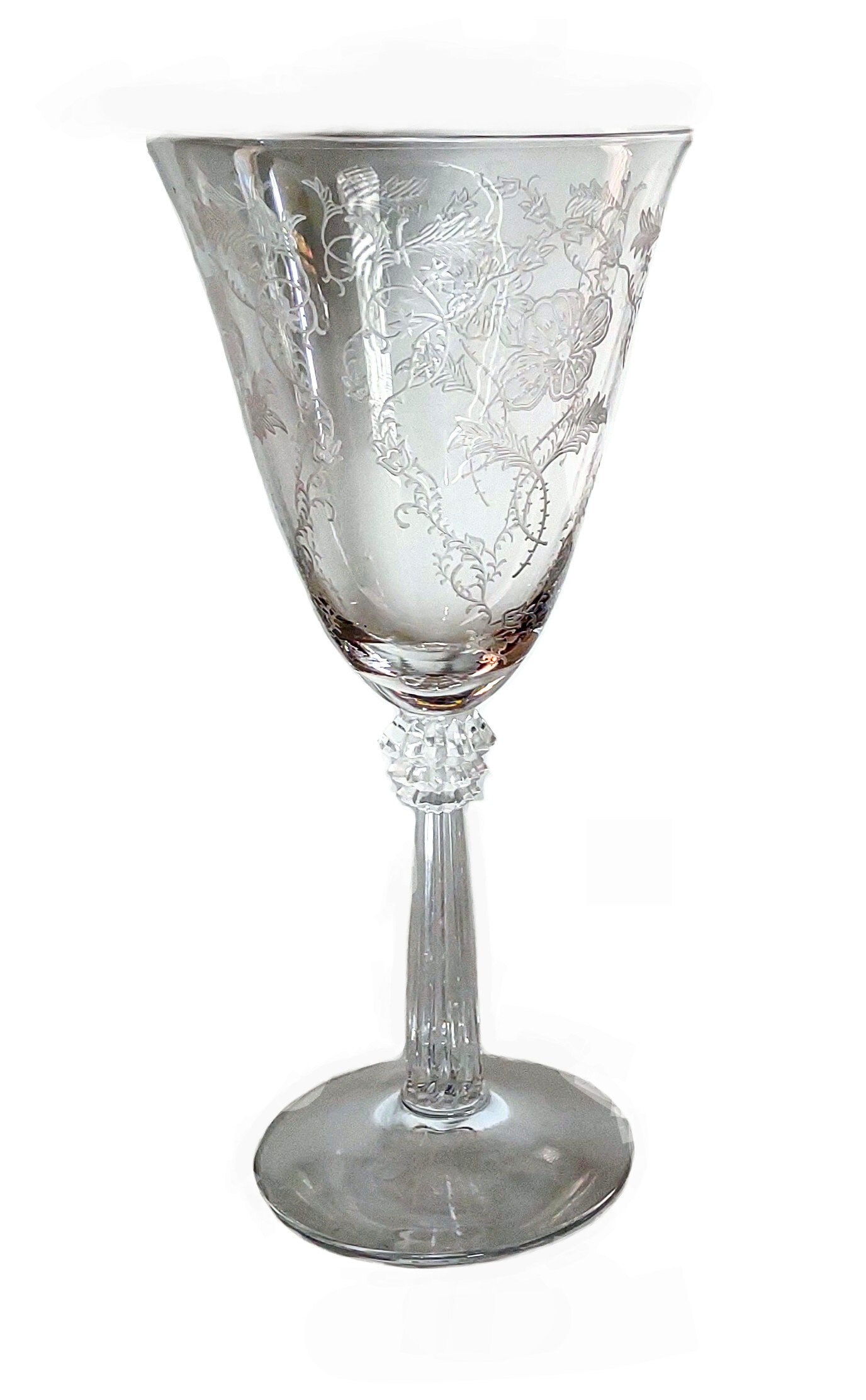 Fostoria Etched Crystal Stemware Water/wine Glass. Two 2 Piece Set ...