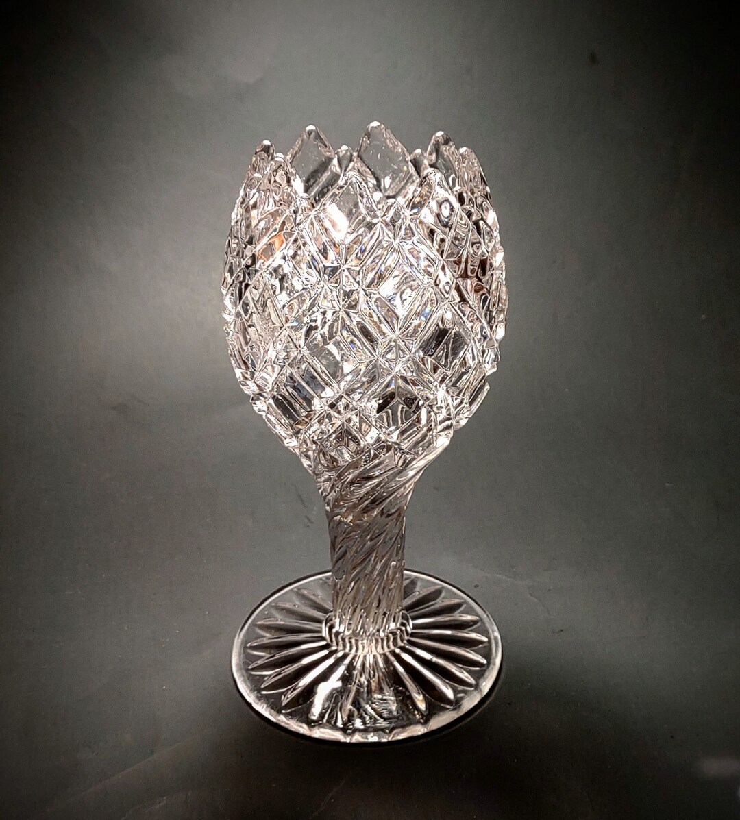 O'hare Glass EAPG Bouquet Holder/vase. Diamond Bar and Block Pattern ...