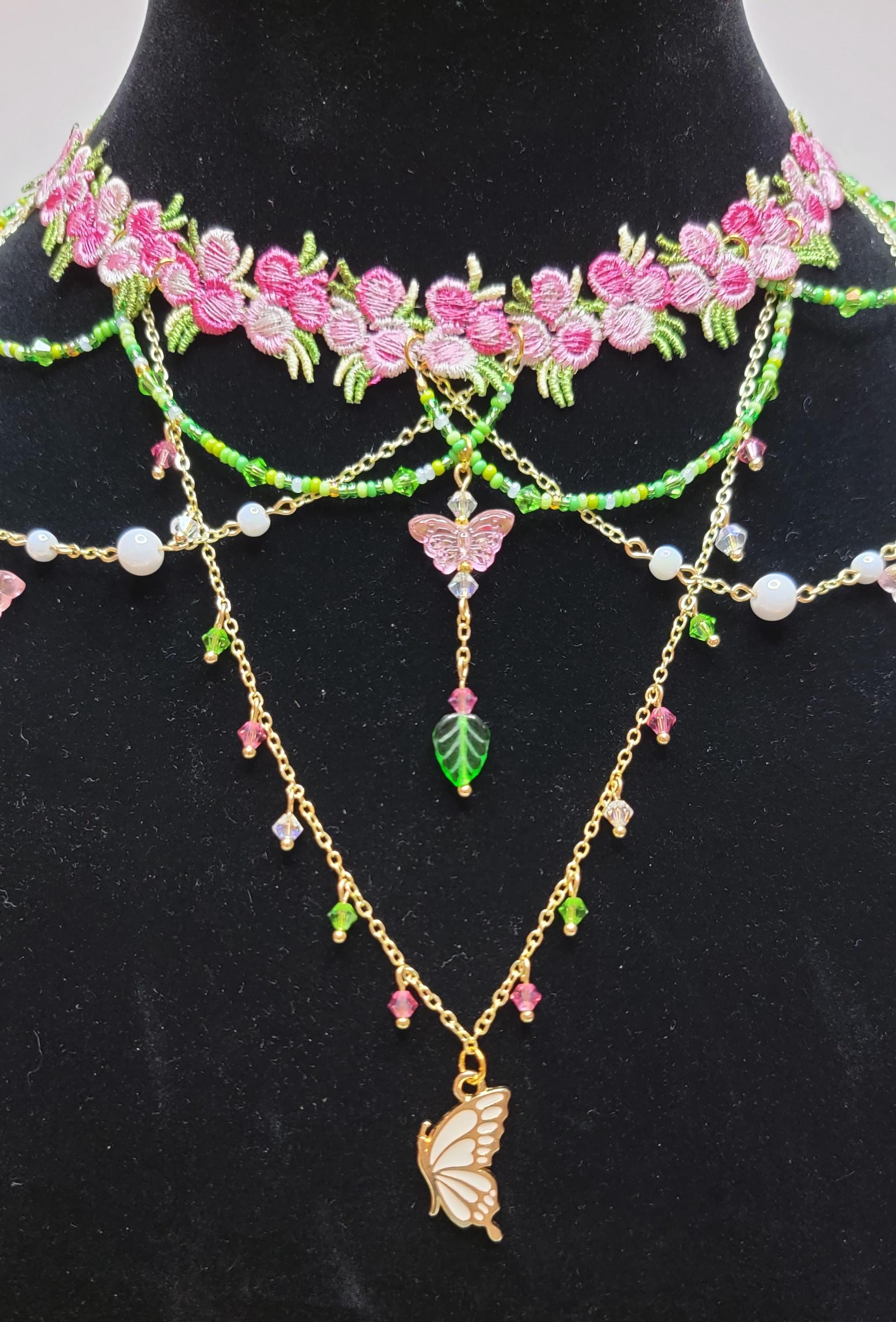 Embroidered Fairy Choker With Butterflies - Etsy