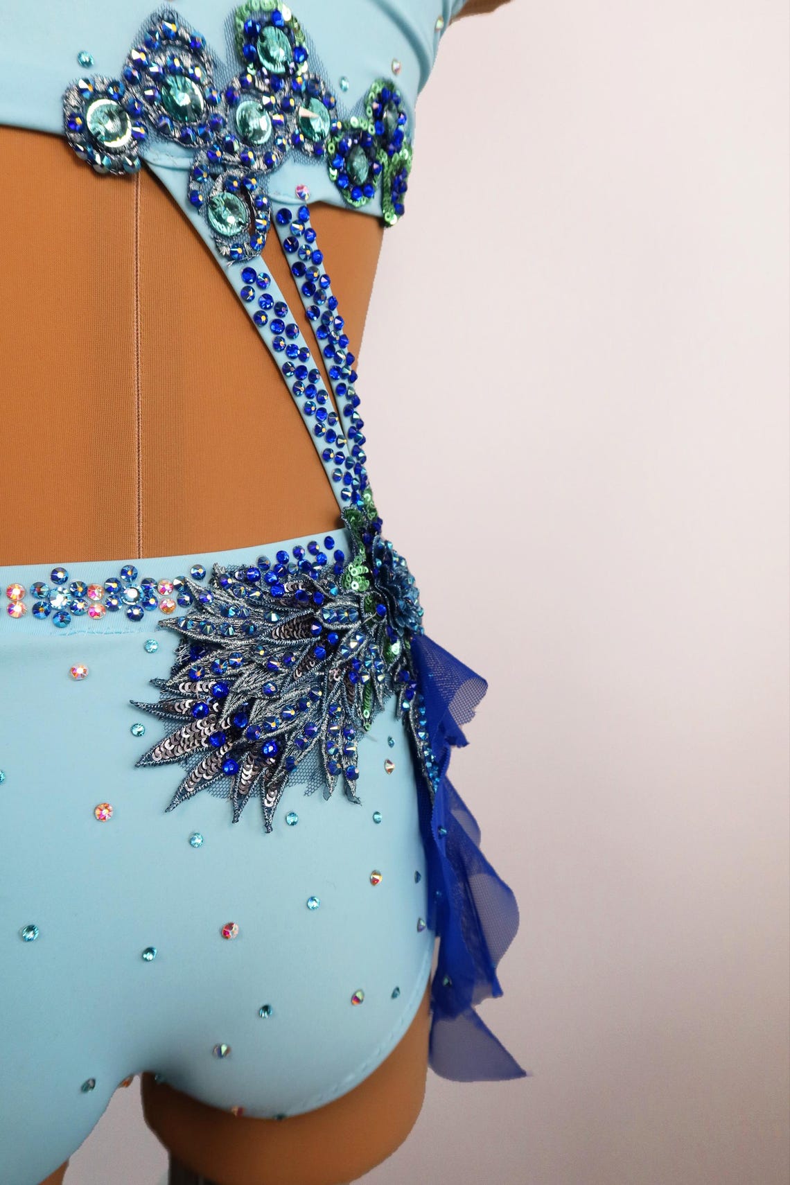 Blue Girls Two Piece Jazz Dance Costume, Custom Costumes, Dance Wear ...