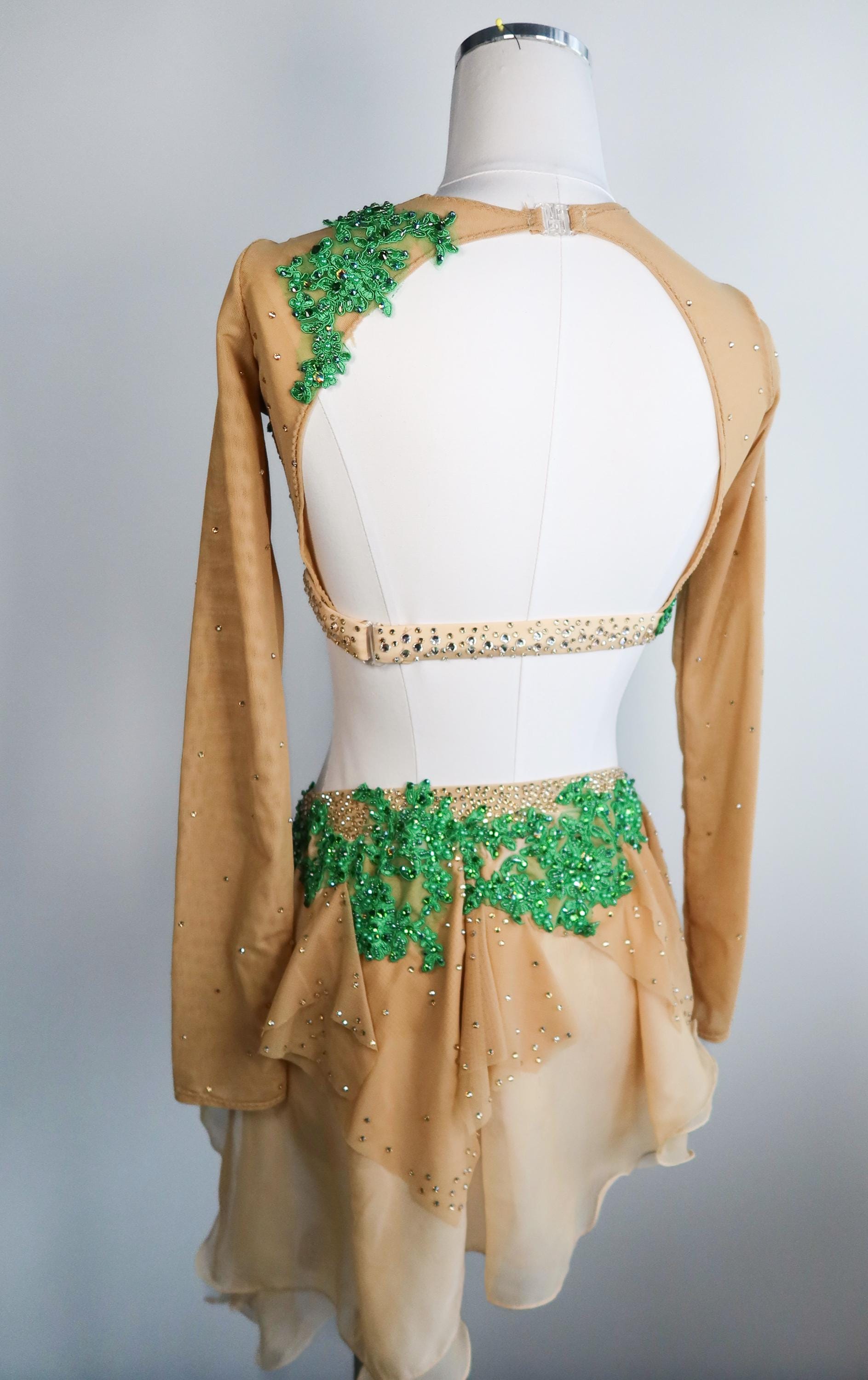 Tan and Green Two-piece Lyrical Dance Costume, Dance Performance Wear ...
