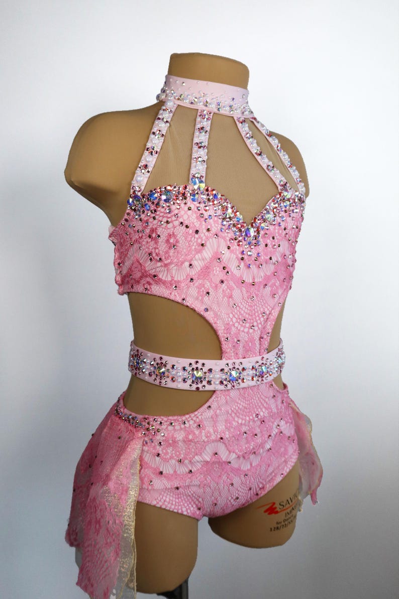 Pink Girls One-piece Jazz Dance Costume, Custom Couture Costumes ...