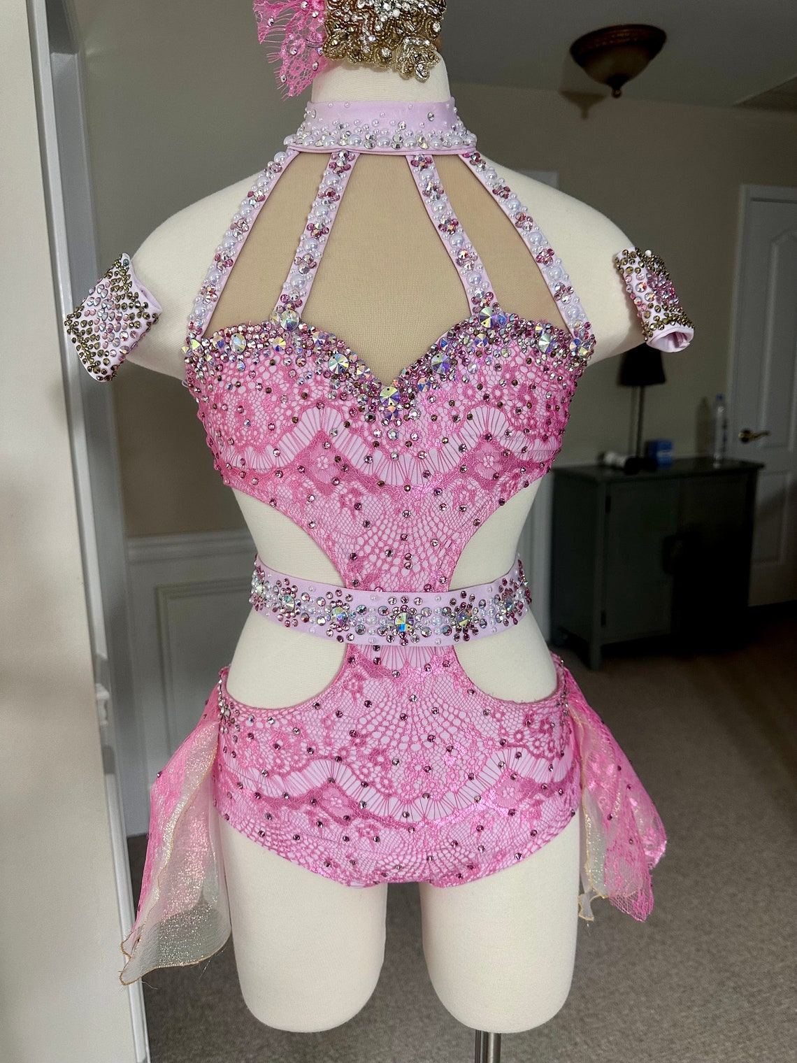 Pink Girls One-piece Jazz Dance Costume, Custom Couture Costumes ...