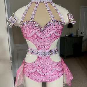 Pink Girls One-piece Jazz Dance Costume, Custom Couture Costumes ...