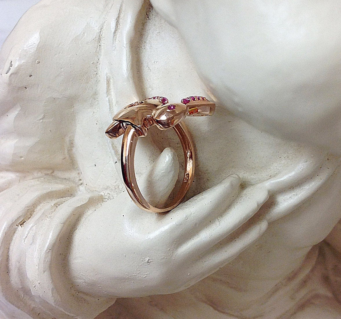 Genuine Pink Sapphire Rabbit Ring - Etsy New Zealand