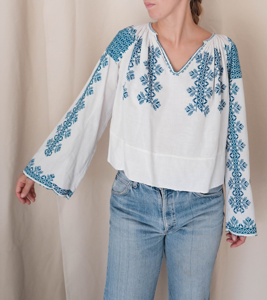 Antique Romanian Traditional Top From Transylvania , Handmade Peasant ...