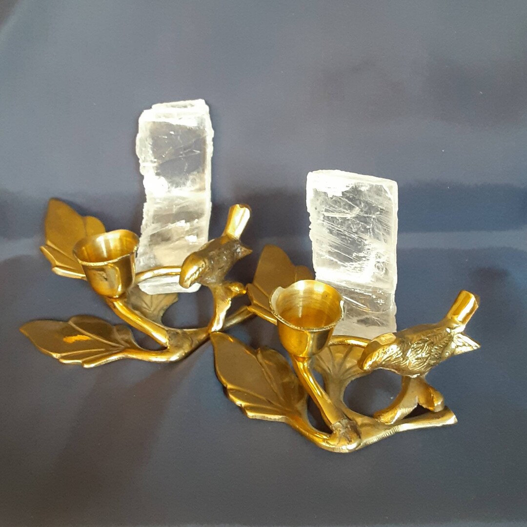 Two Selenite TWIN FLAME Crystals / Sacred Heart Chakra Gemstone Eternal ...