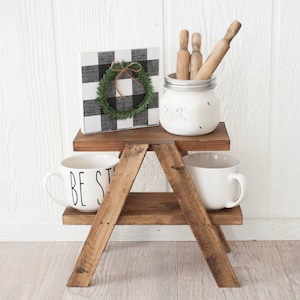 Tiered Tray Ladder, Mini Ladder Riser, Mini Ladder Shelf, Farmhouse ...