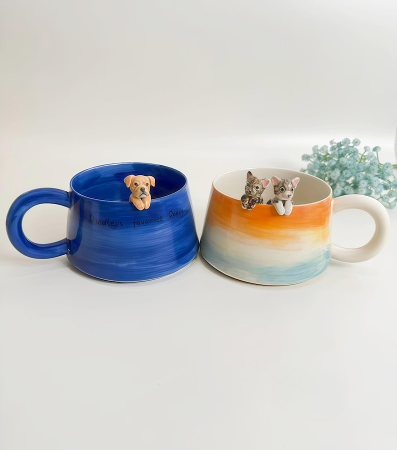 Custom Color Pet Statue Cup, Custom Pet Portrait Mug, Personalized Pet ...
