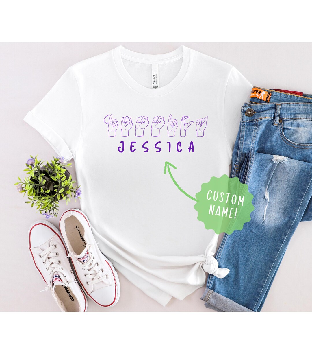 Personalized ASL Name Shirt, Sign Language Tshirts, Unisex Custom Name ...