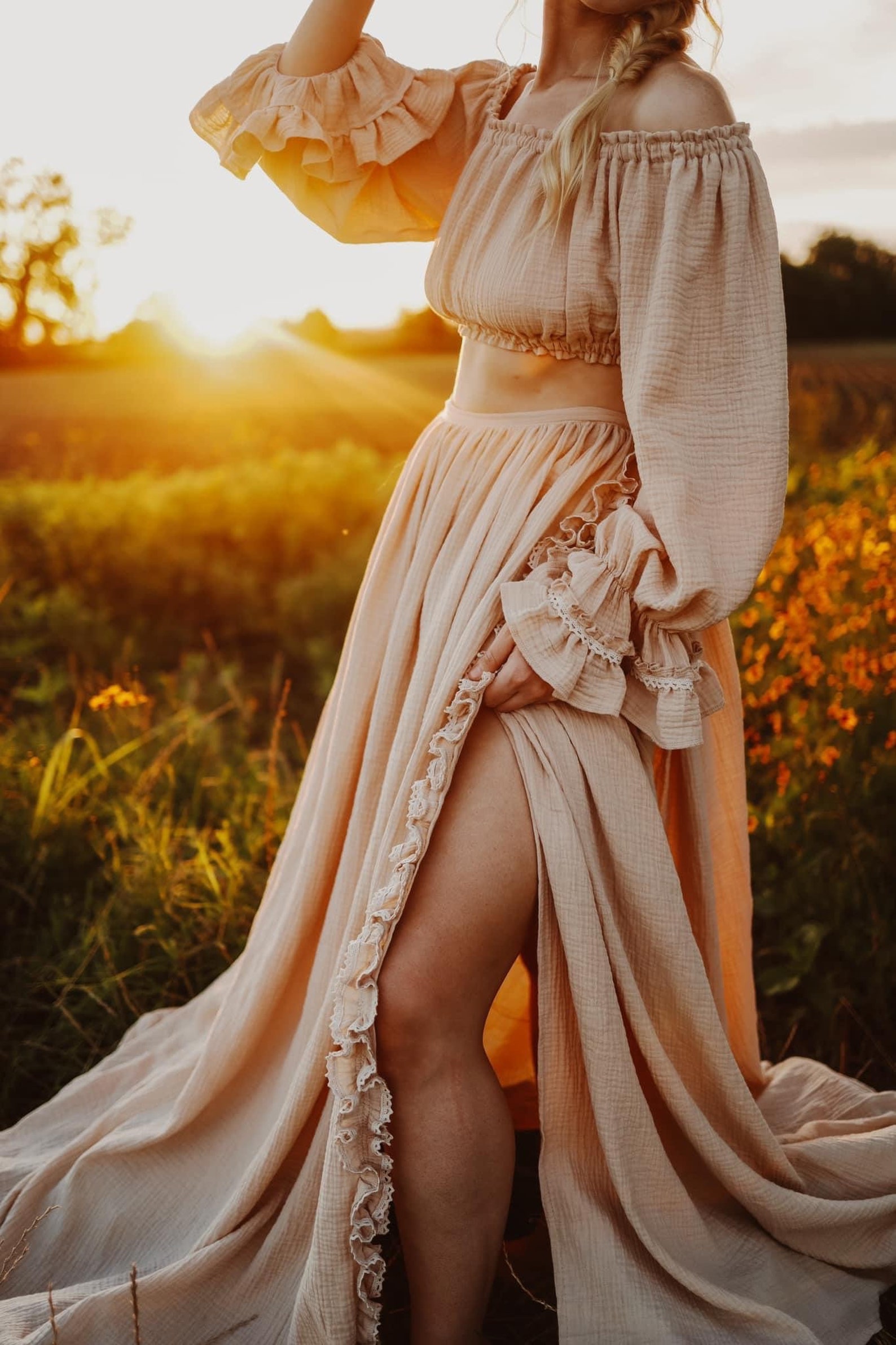 Two Piece Maternity Dress For Photoshoot Boho Maternity Gown Etsy
