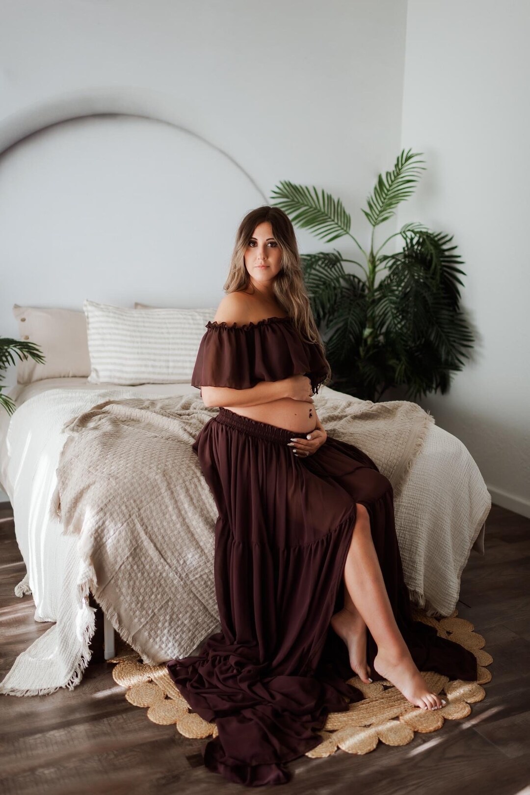 Ella Muslin Maternity Dress for Photo Shoot, Two Piece Chocolate ...