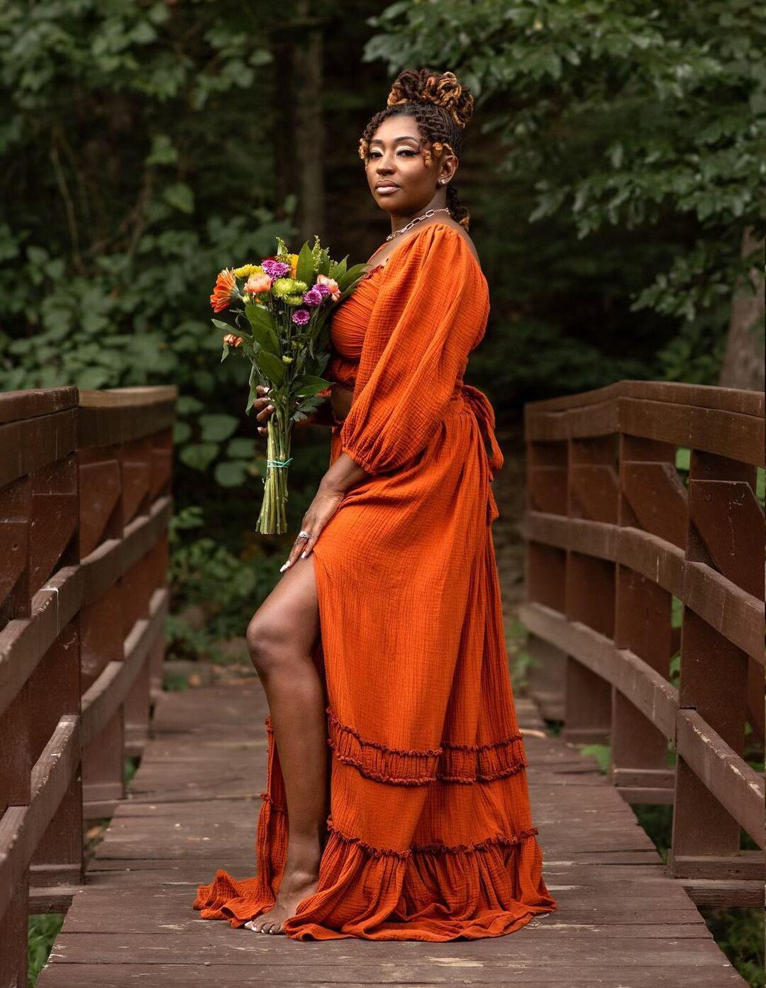 Rust Maternity Photoshoot Dress, Fall Style Boho Baby Bump Photoshoot ...