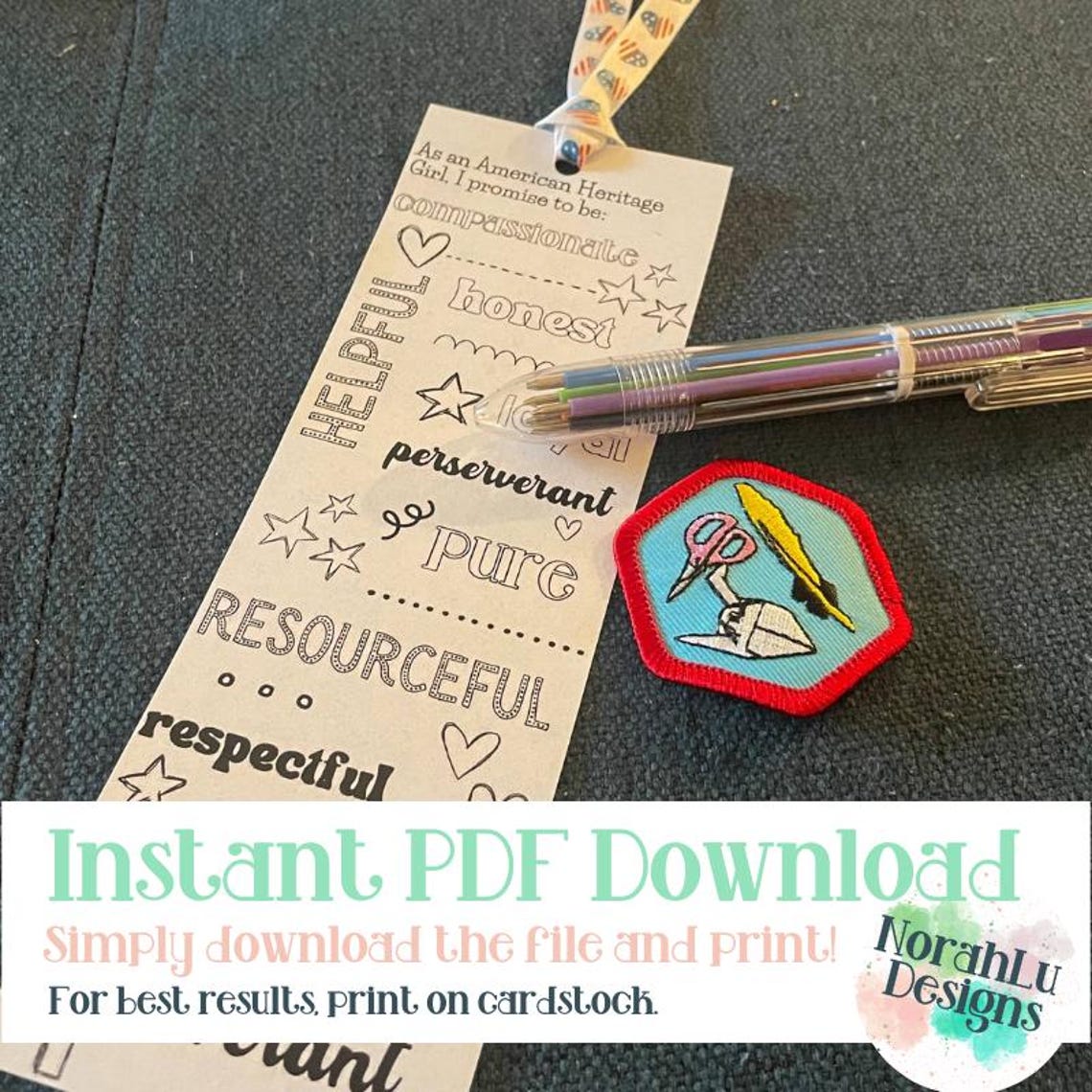 PRINTABLE AHG Creed Bookmark, American Heritage Girls Memorize Creed ...