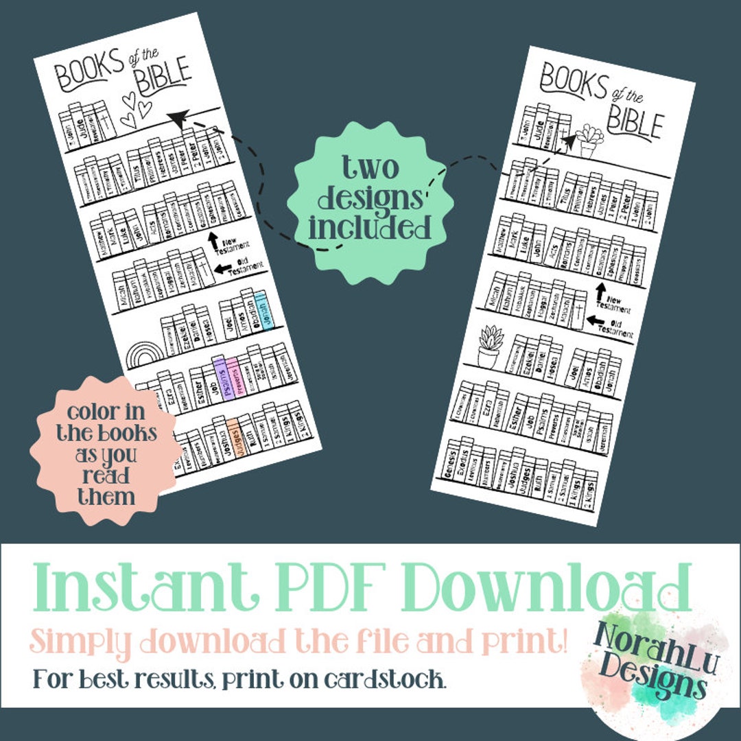 PRINTABLE Books of the Bible Bookmarks, Bible Coloring Page, Bible ...