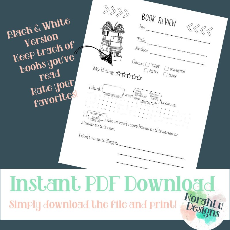 PRINTABLE Book Review Worksheet for Kids, Adults; Homeschool and ...