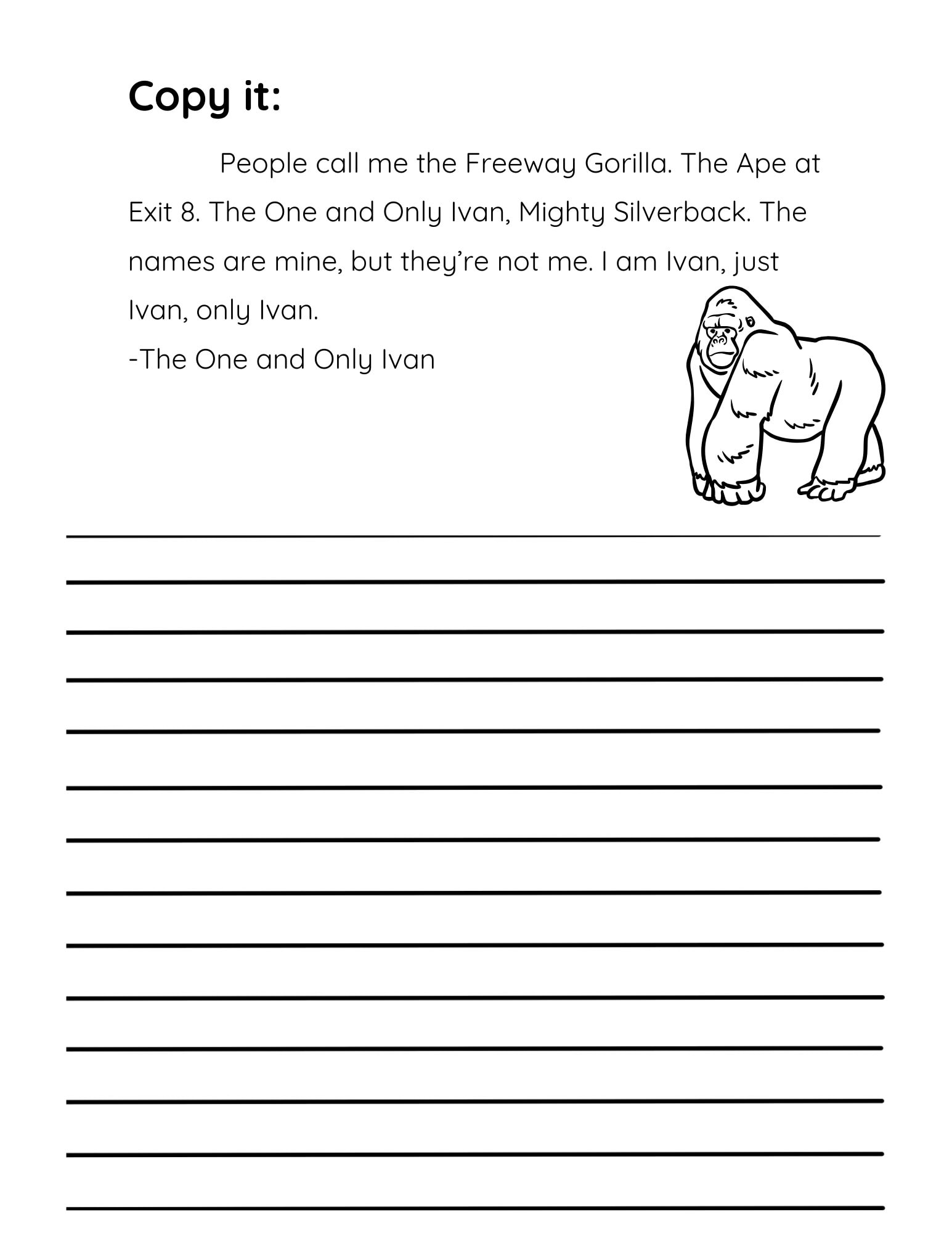 PRINTABLE Printing Copywork Notebook for Kids; Elementary Handwriting ...