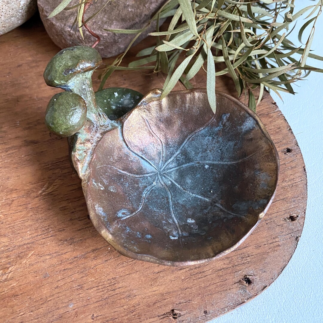 1930s Mcclelland Barclay Decorative Bronze Mushroom Lilly Pad Trinket ...