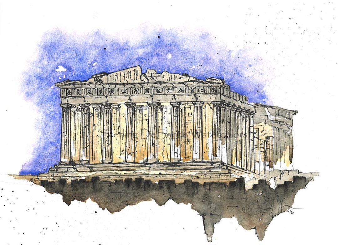 The Parthenon - Athens, Greece - Limited Run Giclee Watercolor Fine Art ...