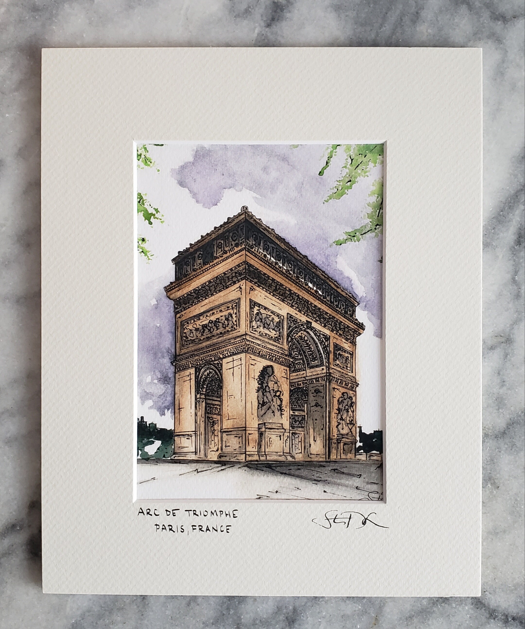 Paris Bundle Arc De Triomphe and Eifel Tower Giclee Watercolor Fine Art ...