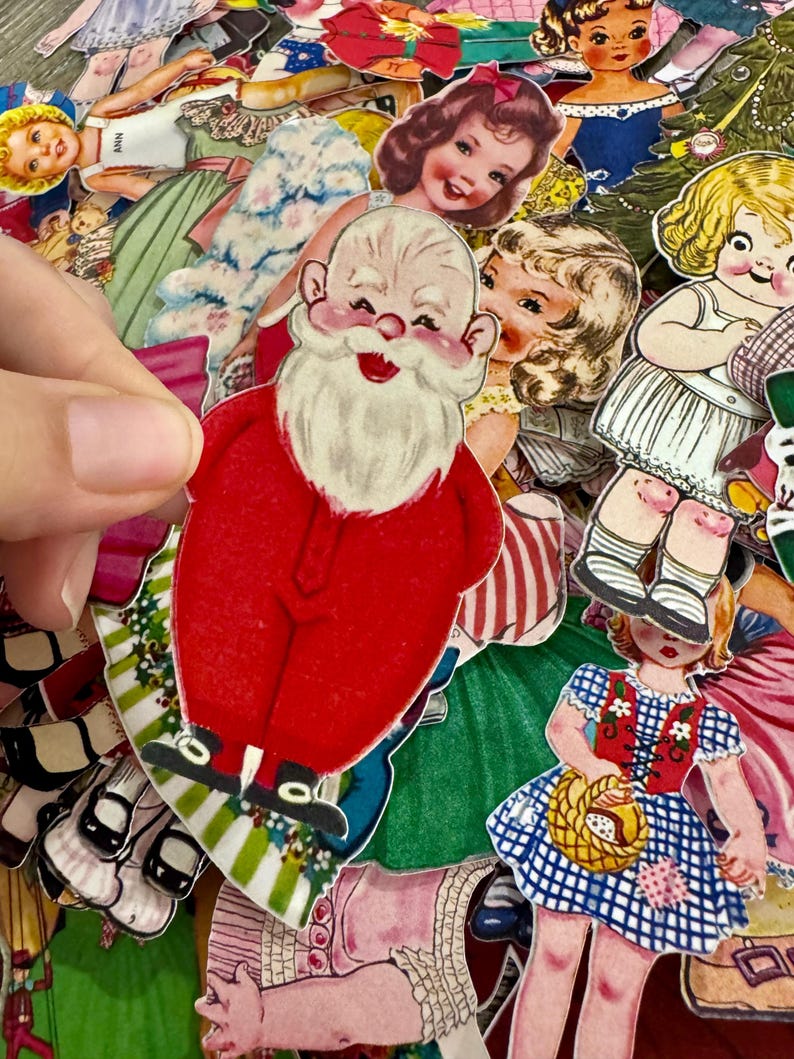 Retro Christmas Paper Doll Bundle, Ephemera, 110 Pieces, Lisa Kettell ...