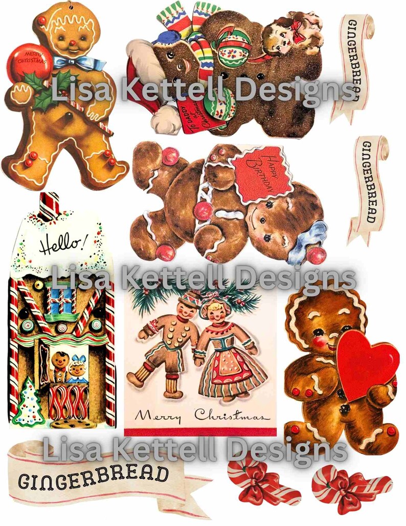 Retro Gingerbread Medley, Christmas Paper Cuts, Ephemera, 51 Pieces ...