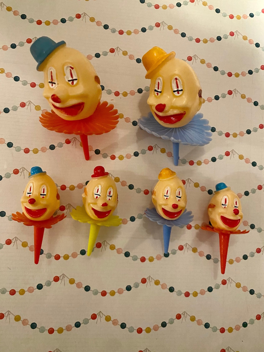 Retro Circus Clown Cupcake Toppers, Set of 6, Gold, Lisa Kettell ...