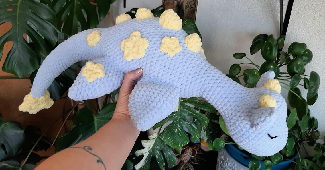 Sleeping Nessie, Handmade Loch Ness Plush, Crochet Plesiossur Plushie ...