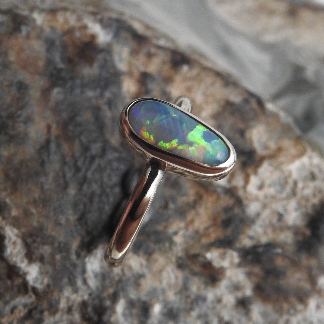 Lightning Ridge Solid Natural Opal Ring - Etsy